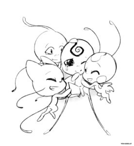 Coloring Pages Kwami. Miraculous Ladybug and Cat Noir. Print Free