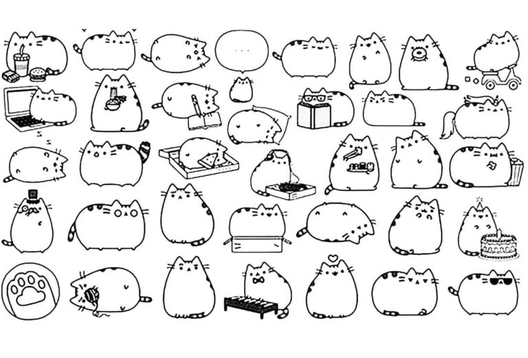 Pusheen Disegni da colorare. 70 pezzi, Stampa gratuita