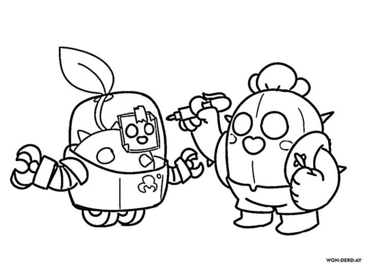Spike and Spike Sakura Coloring Pages Brawl Stars. Print A4