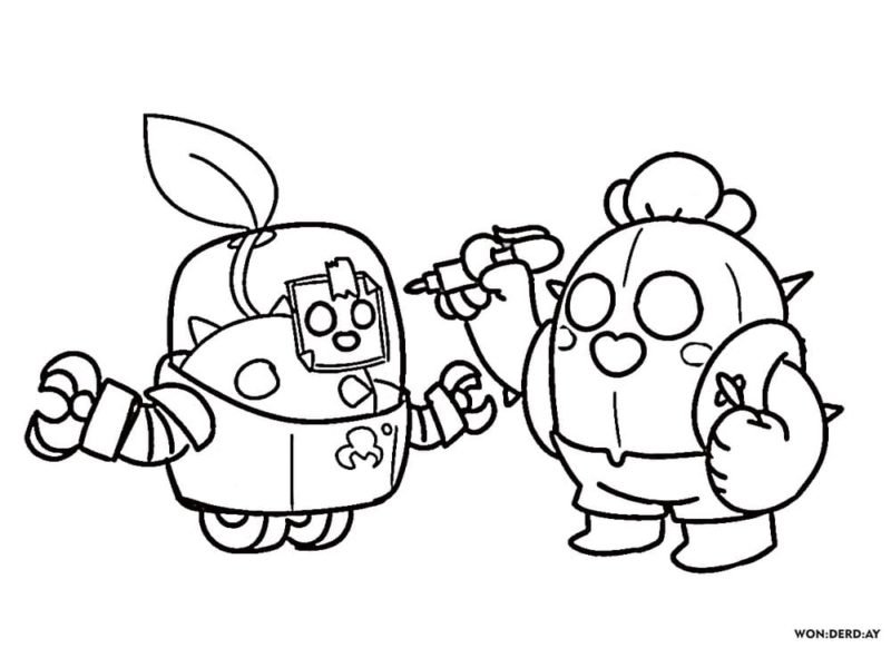 Desenhos de Spike e Spike Sakura para colorir Brawl Stars