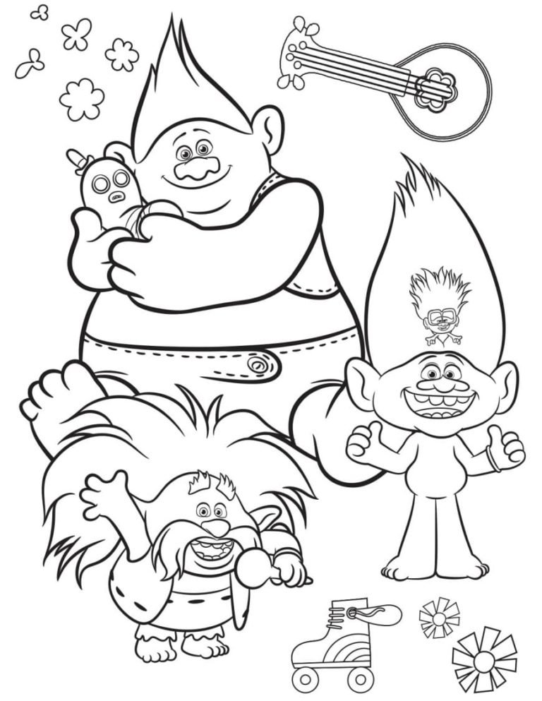 Coloring pages Trolls World Tour. Free Print all trolls
