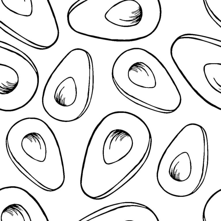Avocado coloring pages. Real Avocado and Kawaii, Print for free