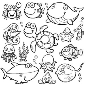 Coloring pages Sea and Ocean Animals - Underwater World