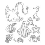Coloring pages Sea and Ocean Animals - Underwater World