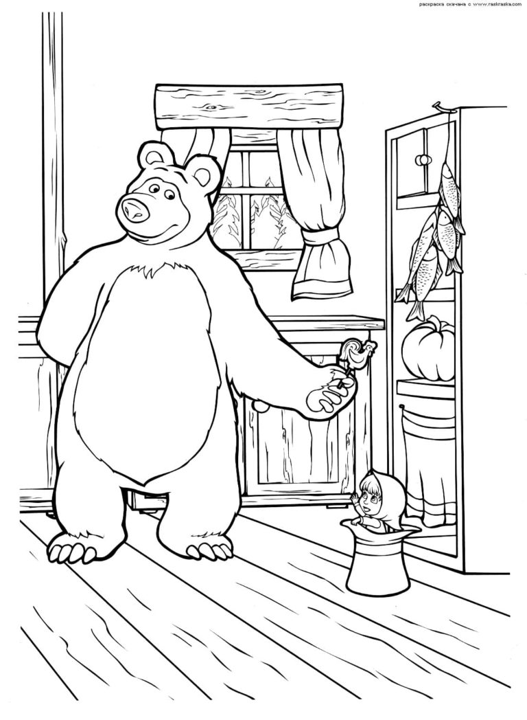 Masha and the Bear coloring pages (100) for Kids Printable