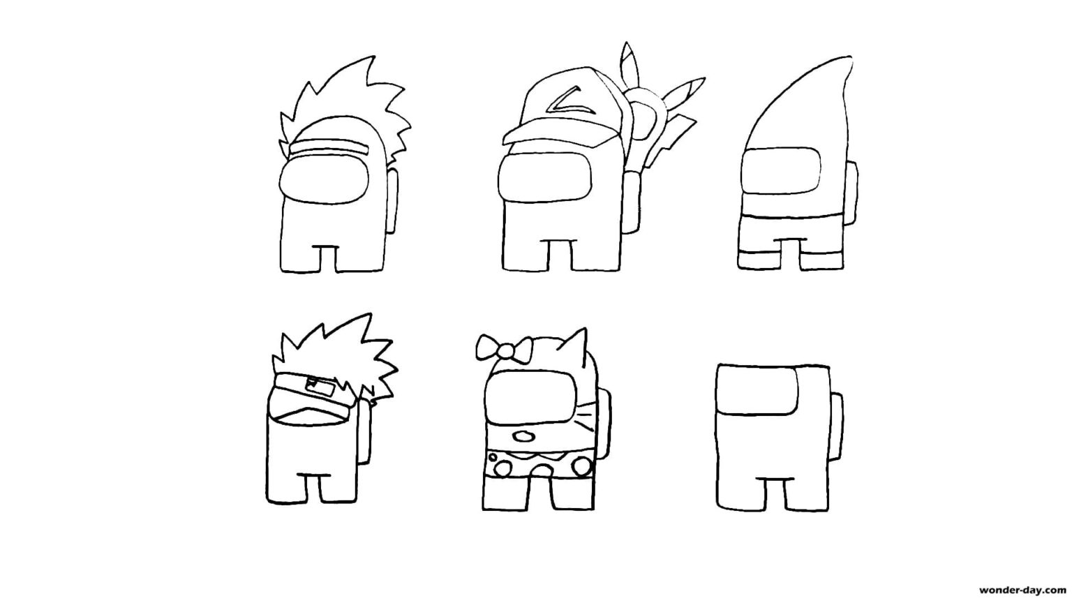 How to Draw Among Us. 17 Lessons step by step in pencil