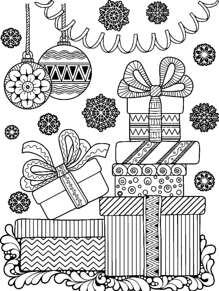 Раскраски Подарок. Новогодние подарки для печати