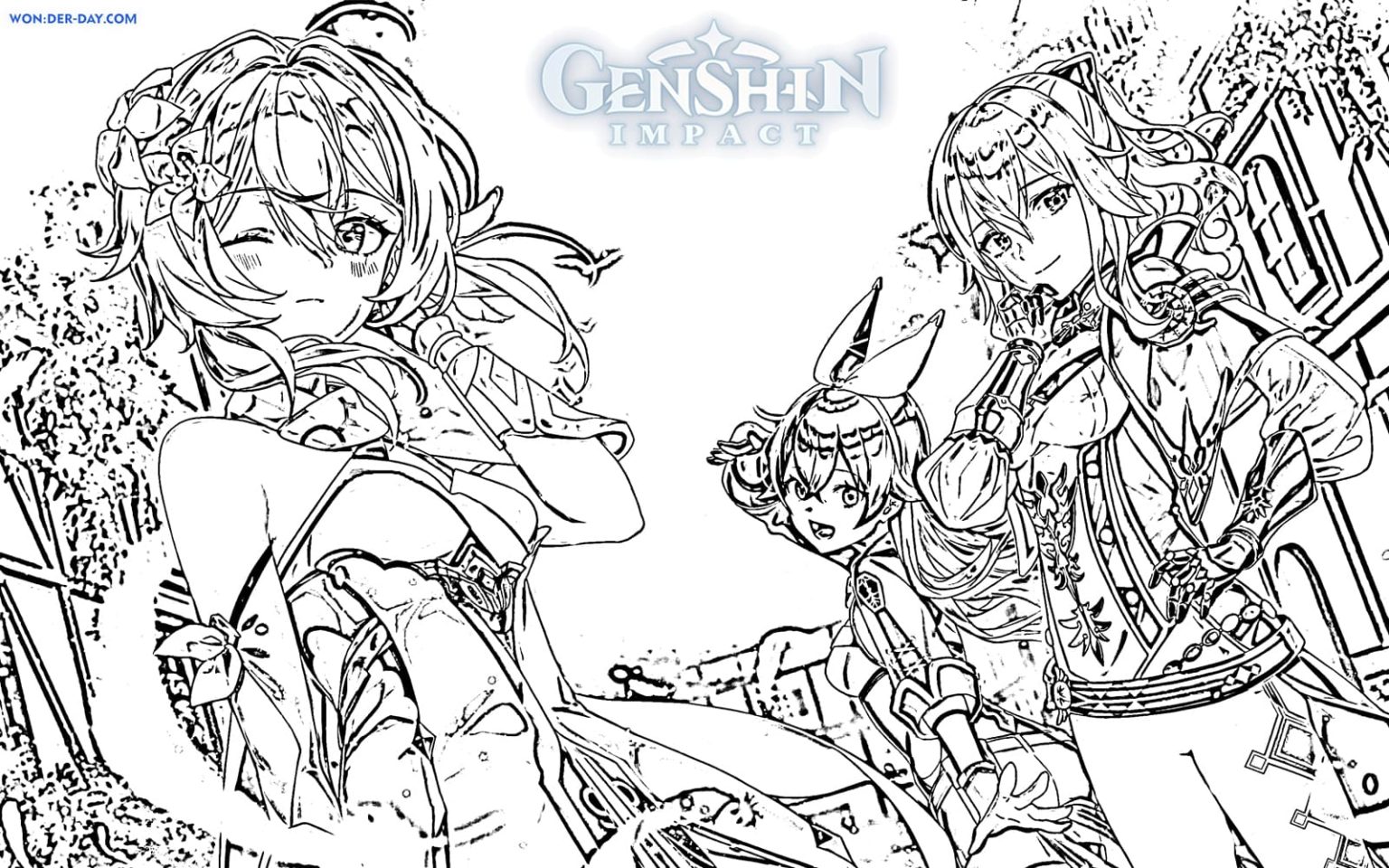 Desenhos de Genshin Impact para colorir - Wonder Day