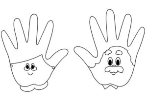 Modello a mano per bambini - Mano da colorare per il taglio