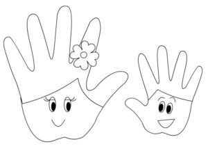 Padrão de mão infantil - Mão para colorir para cortar