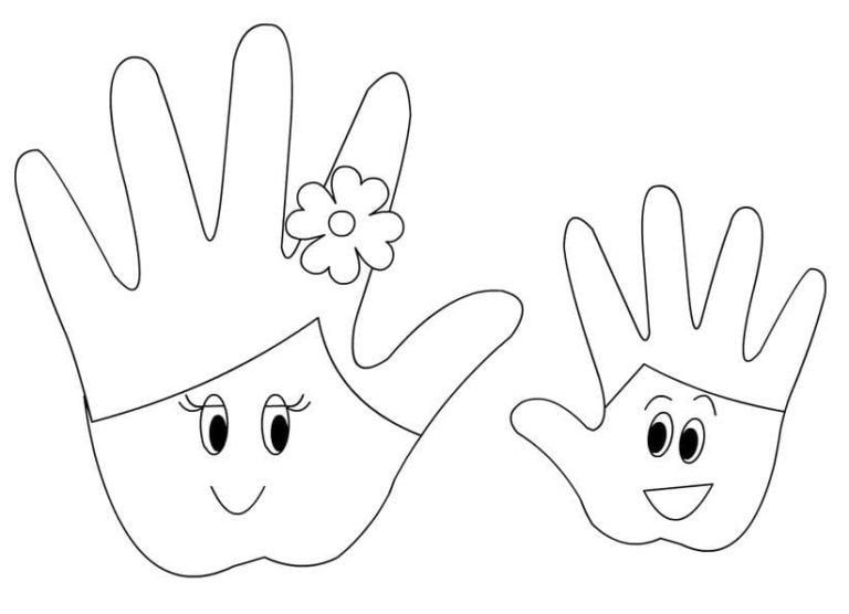 Padrão de mão infantil - Mão para colorir para cortar
