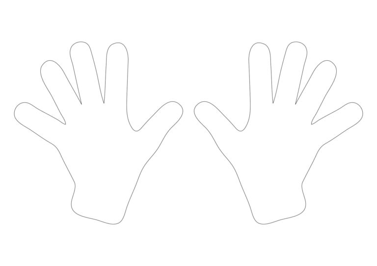 Modello a mano per bambini - Mano da colorare per il taglio