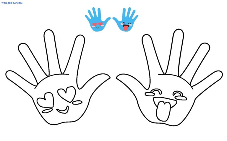 Modello a mano per bambini - Mano da colorare per il taglio