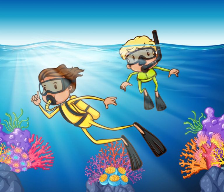 Children's Drawing Diver | 50 Diver art, Drawing for kids