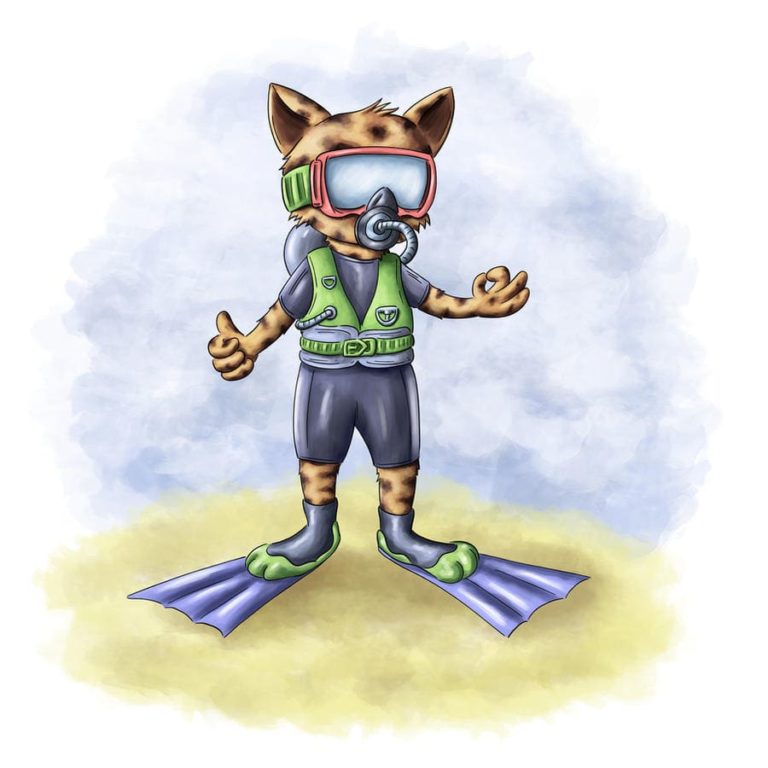 Children's Drawing Diver | 50 Diver art, Drawing for kids