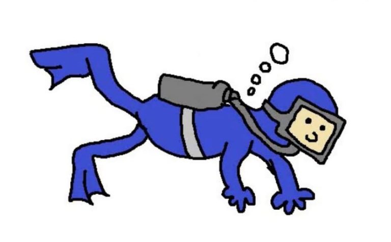 Children's Drawing Diver | 50 Diver art, Drawing for kids