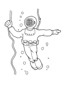 Children's Drawing Diver | 50 Diver art, Drawing for kids