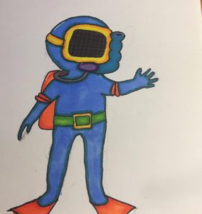 Children's Drawing Diver | 50 Diver art, Drawing for kids
