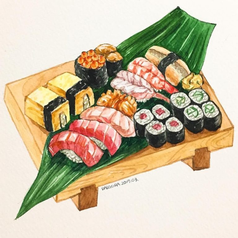 Sushi Easy Drawings (50 Images for Sketching) | WONDER DAY — Coloring ...