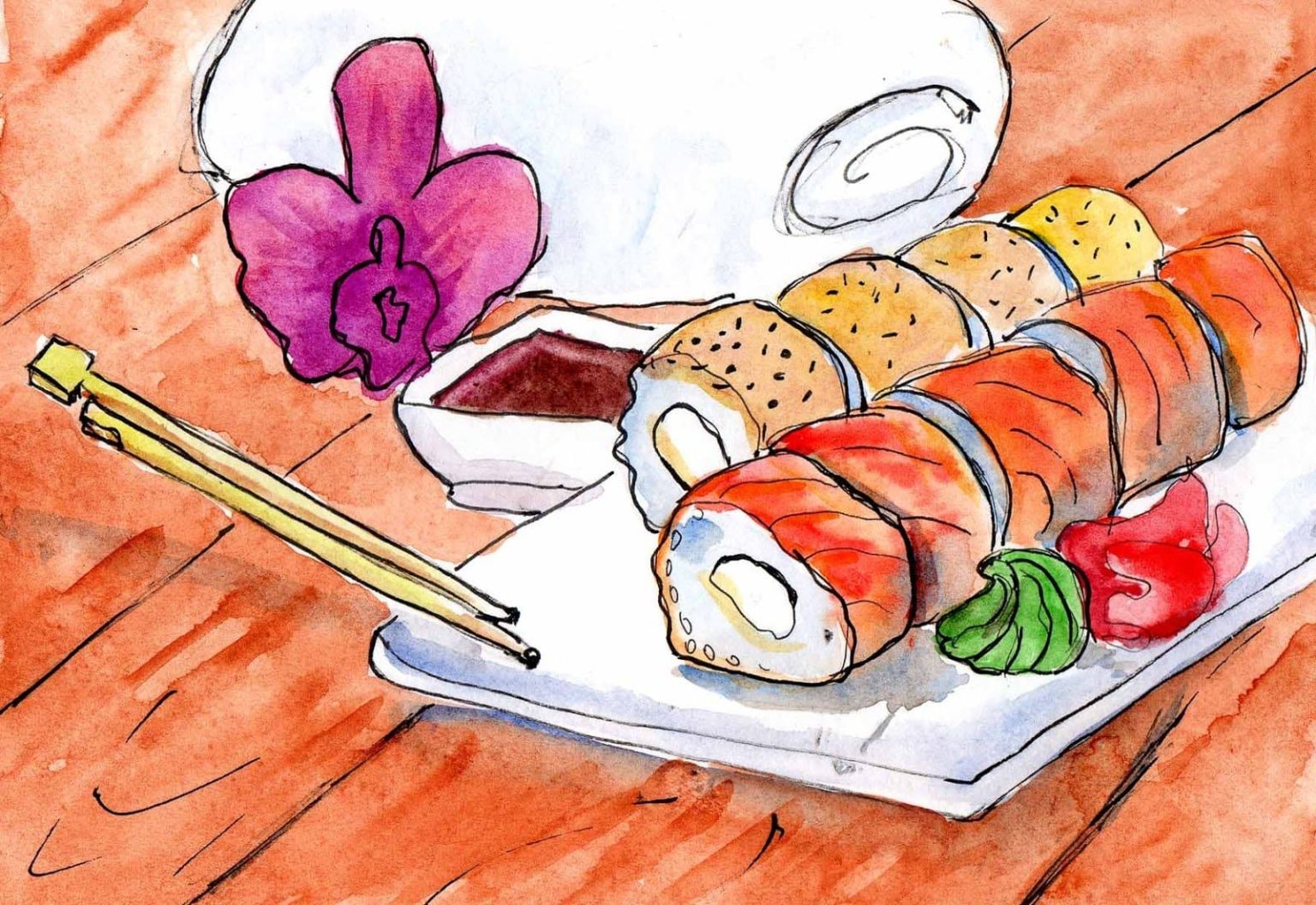 Sushi Easy Drawings (50 Images for Sketching) | WONDER DAY — Coloring ...