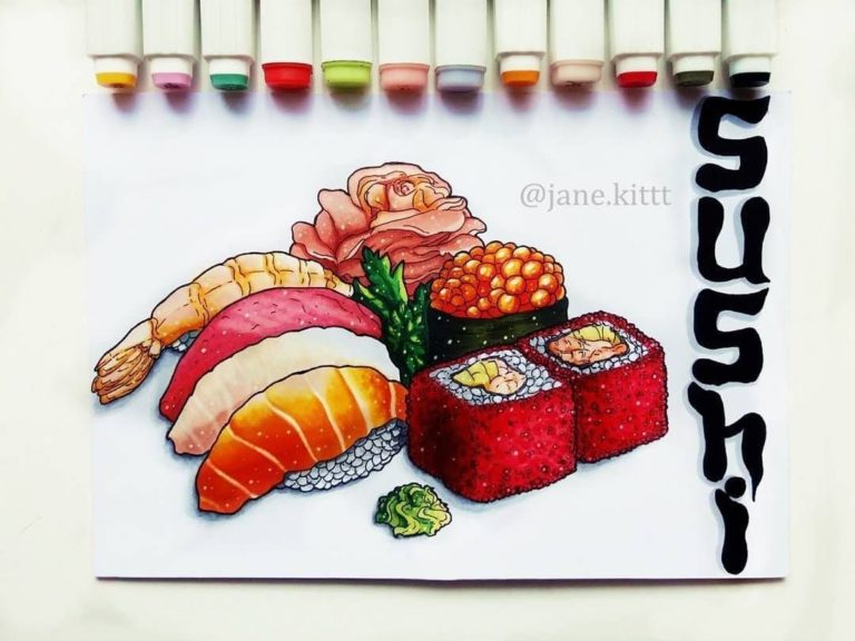 Sushi Easy Drawings (50 Images for Sketching) | WONDER DAY — Coloring ...