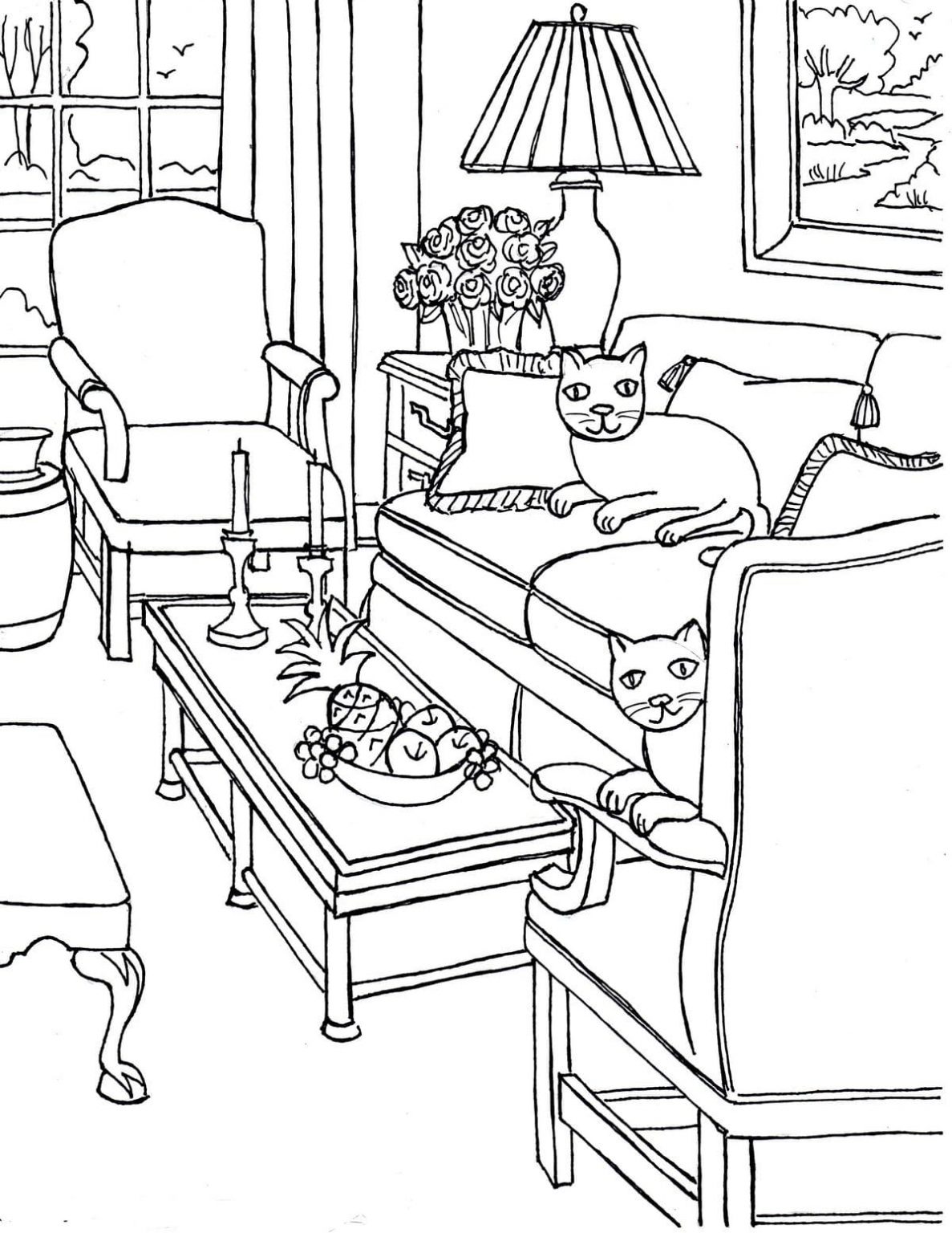 Furniture coloring pages | Wonder-Day