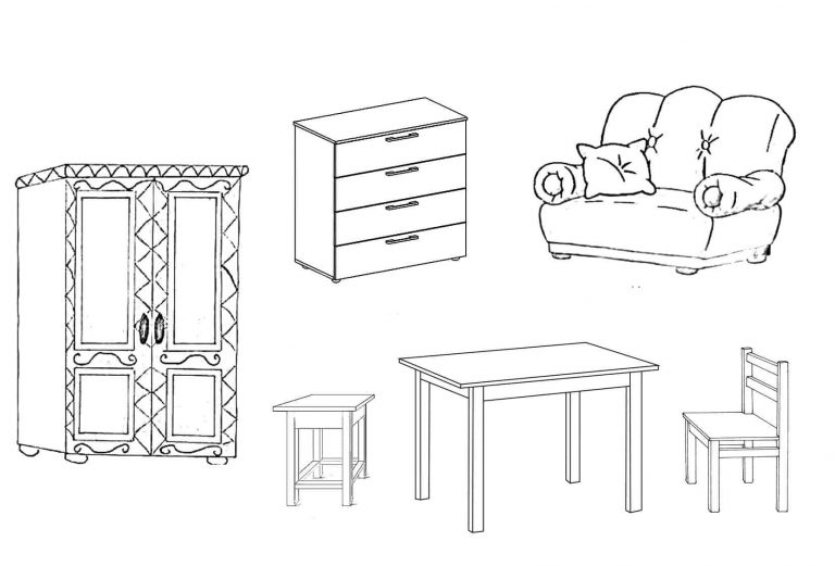 Furniture coloring pages | Wonder-Day
