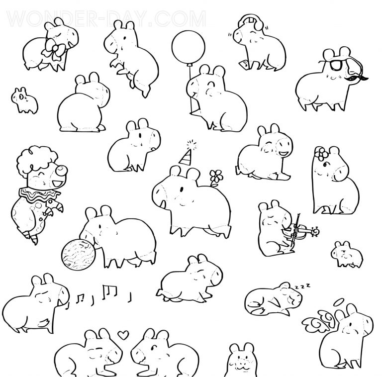 Capybara coloring pages | 30 Images for coloring