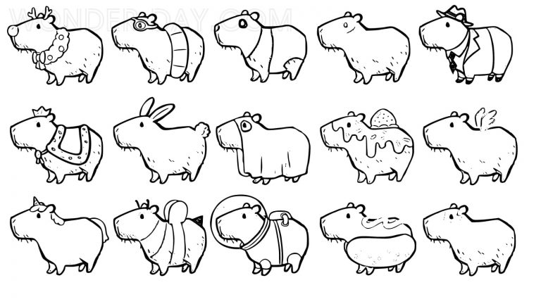 Capybara Draw Drawing Head How2drawanimals Sketch Coloring Page
