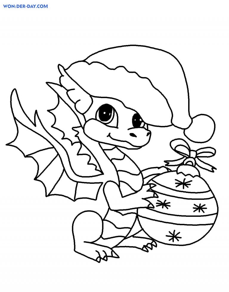 How to Draw Christmas Dragon | WONDER DAY — Coloring pages for children ...