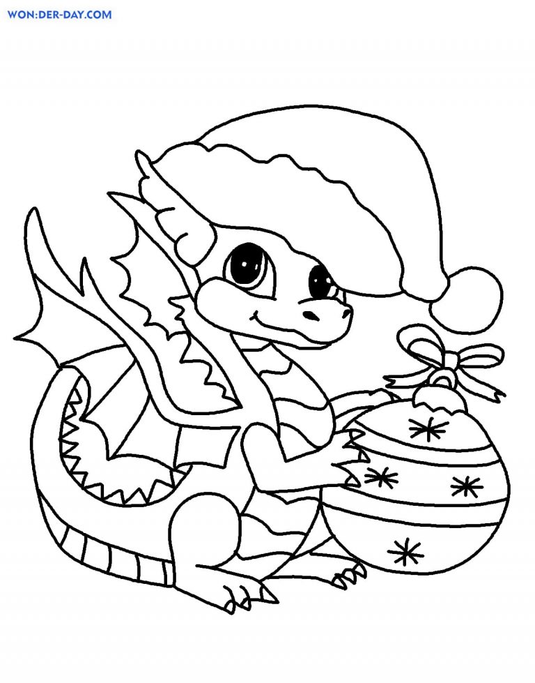 How to Draw Christmas Dragon | WONDER DAY — Coloring pages for children ...