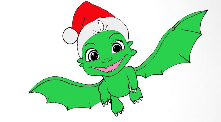 How to Draw Christmas Dragon | WONDER DAY — Coloring pages for children ...