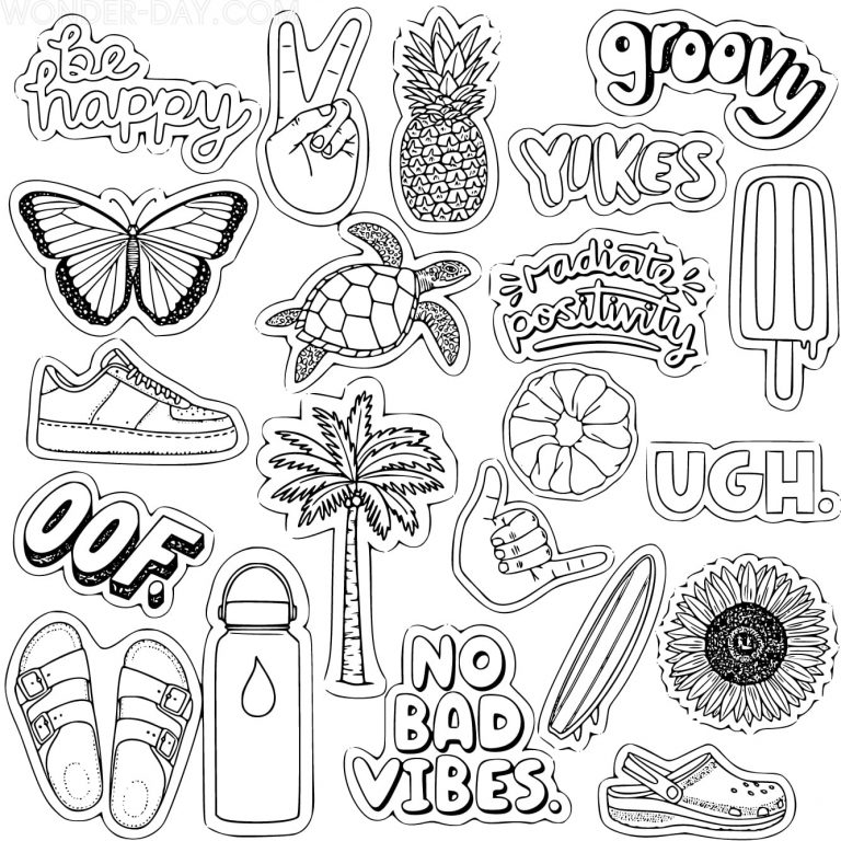 Stickers Coloring Pages | Download and Print for Free